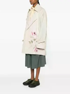 BYE Floral-print Tie-cuff Coat