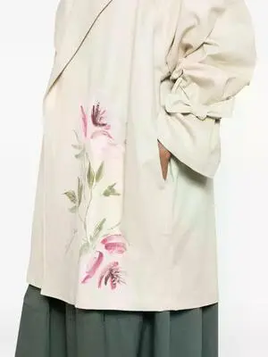 BYE Floral-print Tie-cuff Coat