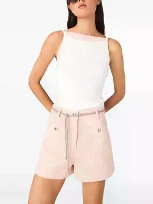 Maje Square-neck Ribbed Knit Top - Neutrals