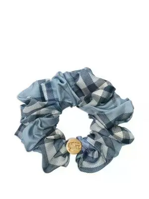 Burberry Check Silk Scrunchie Blue