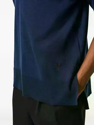 AMI Paris De Coeur Wool & Silk Knit Polo Shirt