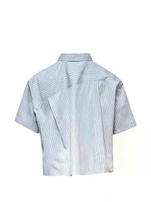 RE CODE Asymmetrical Striped Cropped Shirt