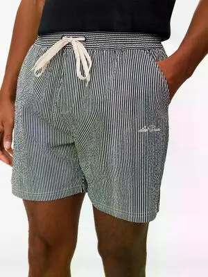 LES DEUX Seersucker Drawstring Shorts