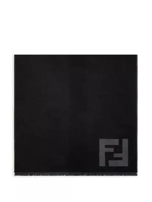 Fendi Logo-detail Fringed Scarf - Black