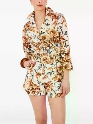 Cara Cara Palmer Floral-print Shorts - Neutrals