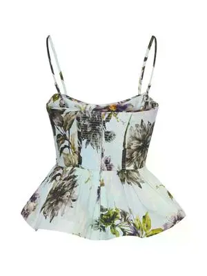 Cara Cara Alba Floral-print Peplum Top - Blue