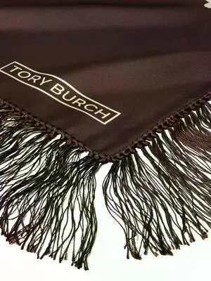 Tory Burch Floral Fringed Square Scarf - Brown