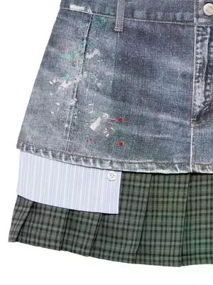 Andersson Bell Plaid Patchwork Denim Skirt