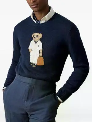 Ralph Lauren Purple Label Bear Appliqué Crew-neck Sweater
