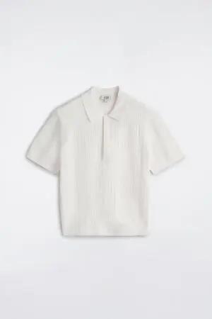 Cos Textured-panel Cotton Polo Shirt - White