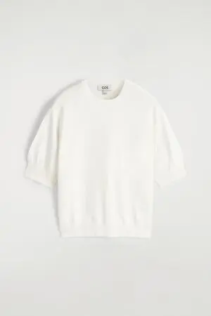 Cos Knitted Cotton T-shirt - White