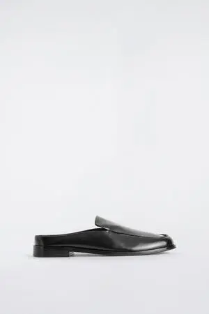 Cos Leather Mule Loafers - Black