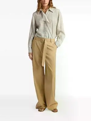 Momoni Belted Straight Leg Trousers - Neutrals