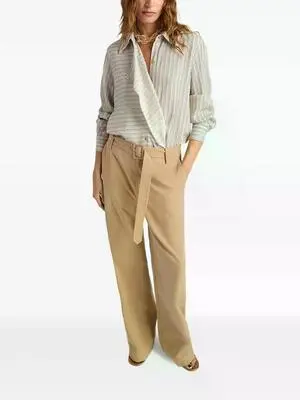Momoni Belted Straight Leg Trousers - Neutrals