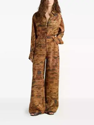 Momoni Aguila Printed Jacquard Flared Trousers