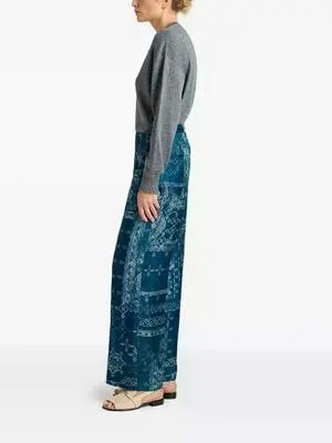 Momoni Printed Straight Trousers - Blue