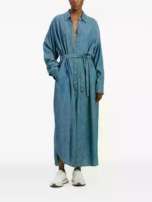 Momoni Laparus Dress In Stonewashed Chambray
