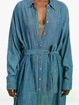 Momoni Laparus Dress In Stonewashed Chambray