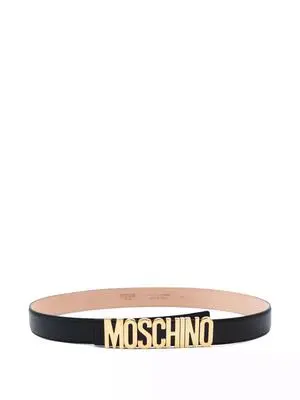 Moschino Logo-buckle Leather Belt - Black