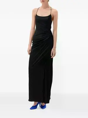 Versace Crossover Strap Ruched Dress