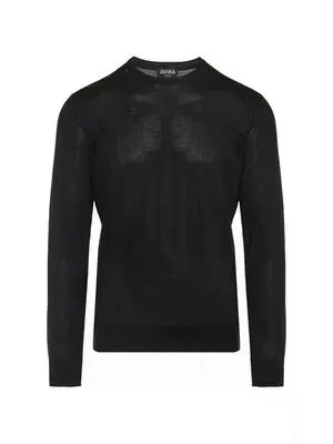 Zegna Crew-neck Long Sleeve Sweater - Black