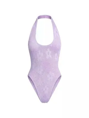 Bond Eye Textured Floral One Piece Swimsuit - Purple