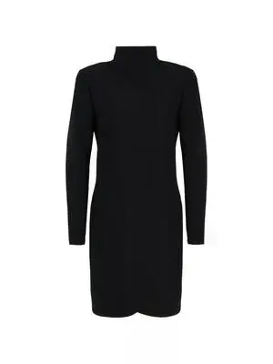 Emporio Armani Technical-cady High-neck Long-sleeve Dress - Black