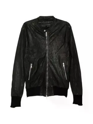 GIORGIO BRATO Leather Stand Collar Jacket