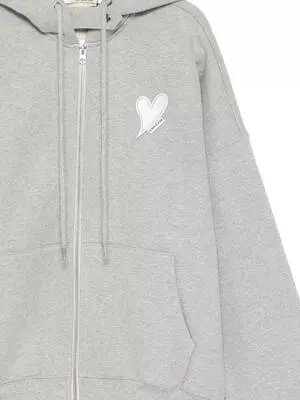 KIMHEKIM Heart-patched Zip-up Hoodie - Grey