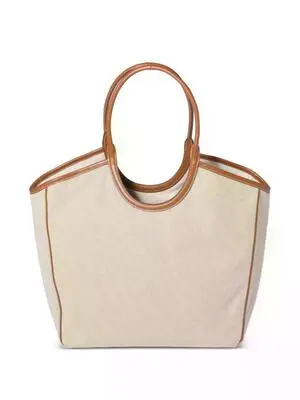 Miu Miu Ivy Canvas And Leather Tote Bag - Neutrals