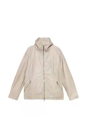 GIORGIO BRATO Leather Hooded Jacket - Neutrals