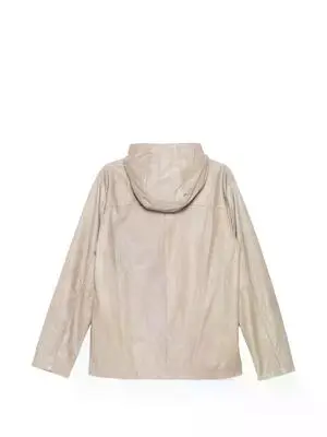 GIORGIO BRATO Leather Hooded Jacket - Neutrals