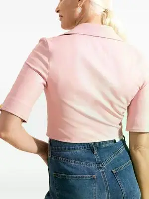 SUSAN BENDER Cropped Moto Jacket With Gold-tone Hardware