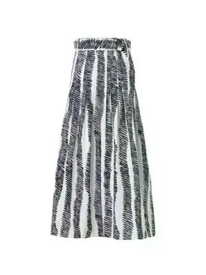 Akris Striped Pleated Midi Skirt