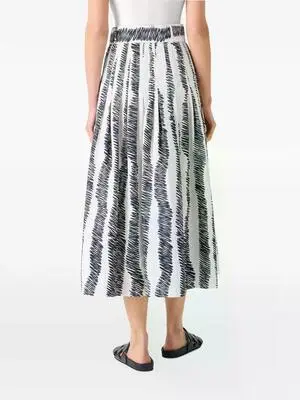 Akris Striped Pleated Midi Skirt