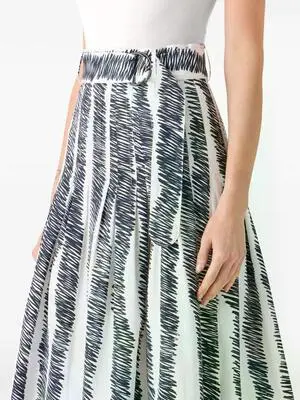 Akris Striped Pleated Midi Skirt