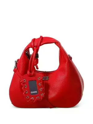 GANNI Mini Hobo Bag With Lace Detail - Red