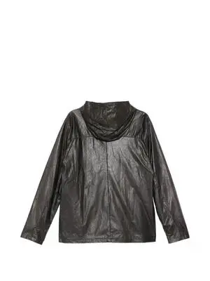 GIORGIO BRATO Leather Hooded Jacket - Black