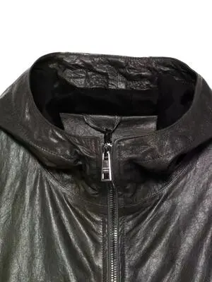 GIORGIO BRATO Leather Hooded Jacket - Black