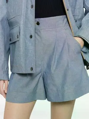 Moncler High-waisted Chino Shorts - Blue
