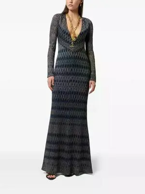 Missoni Long Sleeve V-neck Maxi Dress