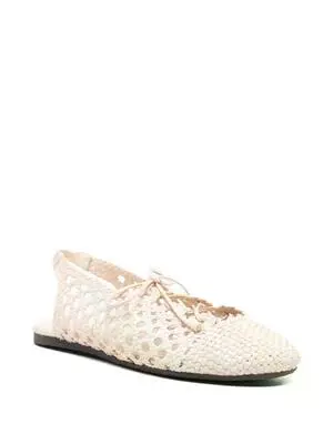 Hereu Woven Lace-up Ballet Flats