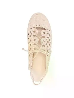 Hereu Woven Lace-up Ballet Flats