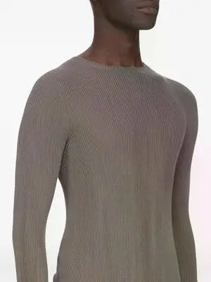 Rick Owens Ribbed Crewneck Sweater - Brown