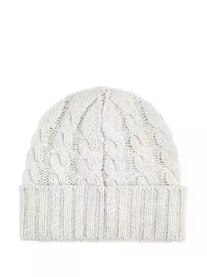 FAY Cable-knit Logo-patch Beanie Hat