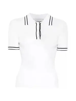 Iceberg Striped Knit Polo Top - White