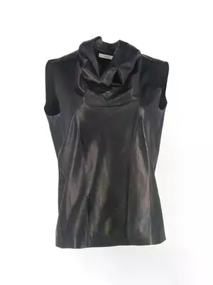Celine Cowl-neck Leather Blouse