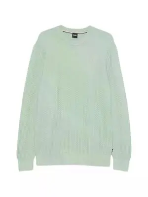 BOSS Textured Crew Neck Sweater - Green