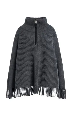 Simkhai Danni Quarter Zip Wool-cashmere Poncho Top