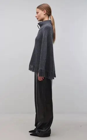 Simkhai Danni Quarter Zip Wool-cashmere Poncho Top